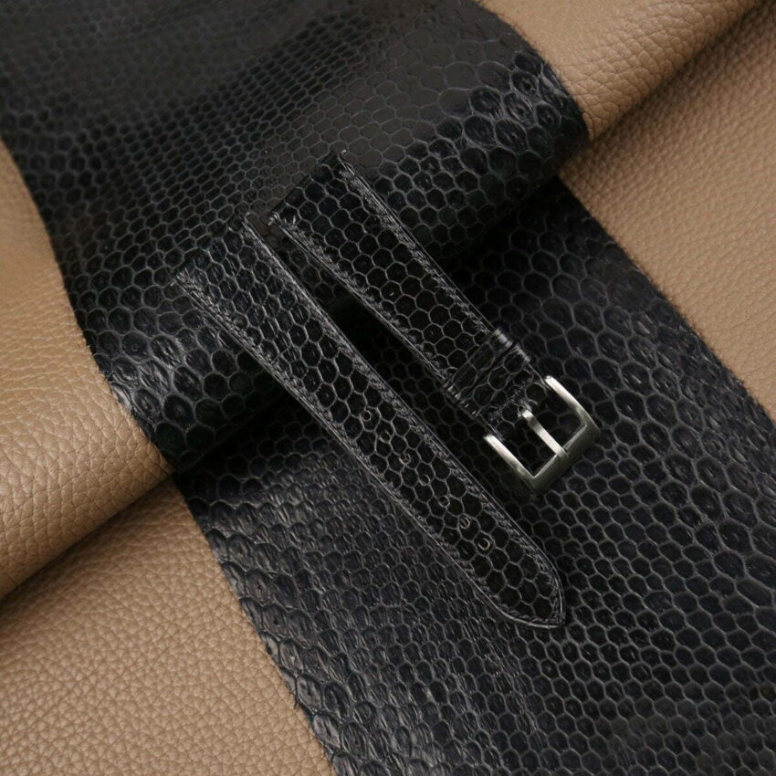 Black Snake Sea Leather Watch Strap | Handdn - Bespoke Watchstraps