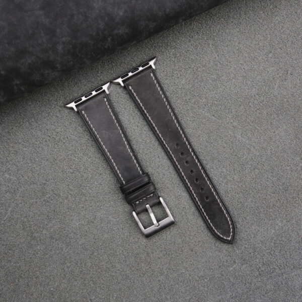 Black Maya Leather Apple Watch Band | Handdn - Bespoke Watchstraps