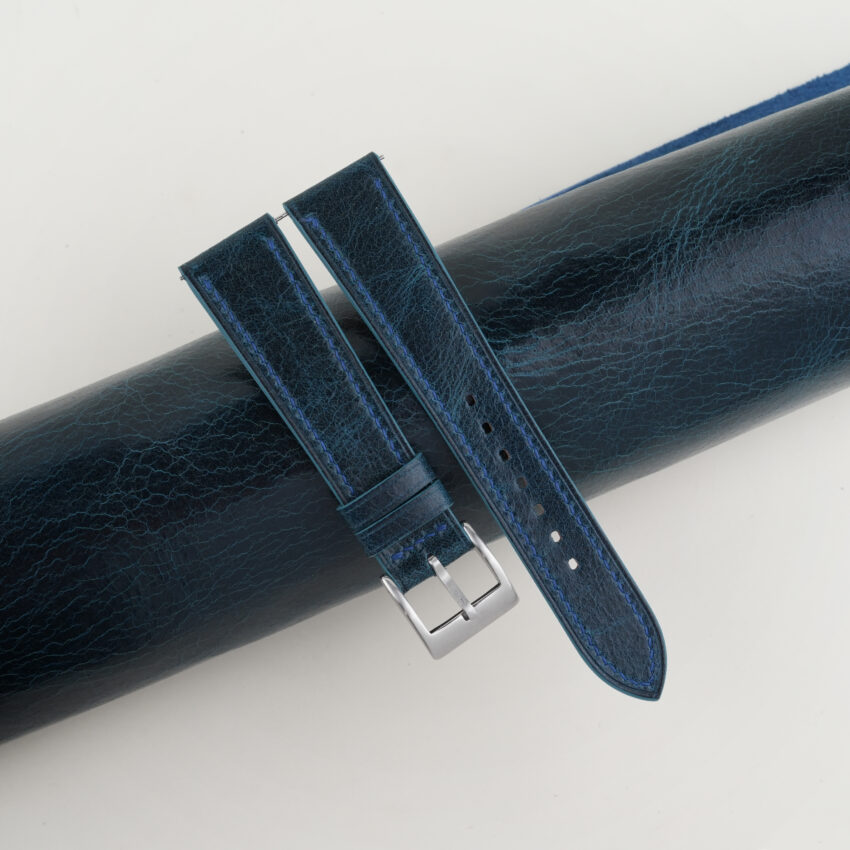 Ocean Blue Waxed Leather Watch Strap | Handdn - Bespoke Watchstraps