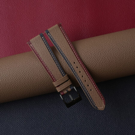 Tricolor Taupe Epsom Leather Watch Strap | Handdn - Bespoke Watchstraps