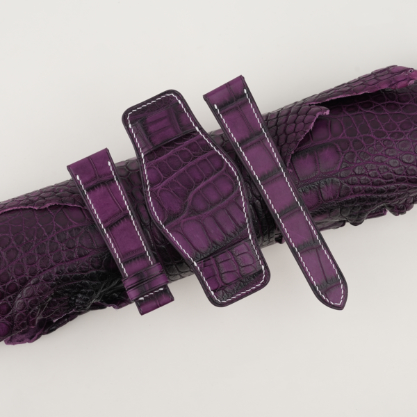 Purple Alligator Leather Bund Strap | Handdn - Bespoke Watchstraps
