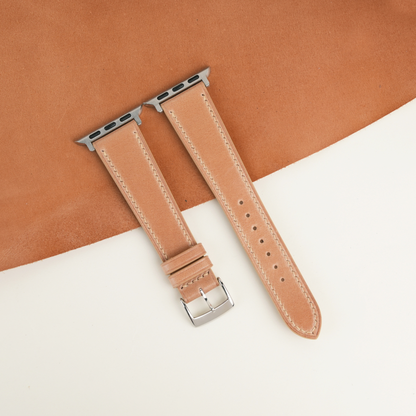 Natural Shell Cordovan Leather Apple Watch Band | Handdn - Bespoke ...