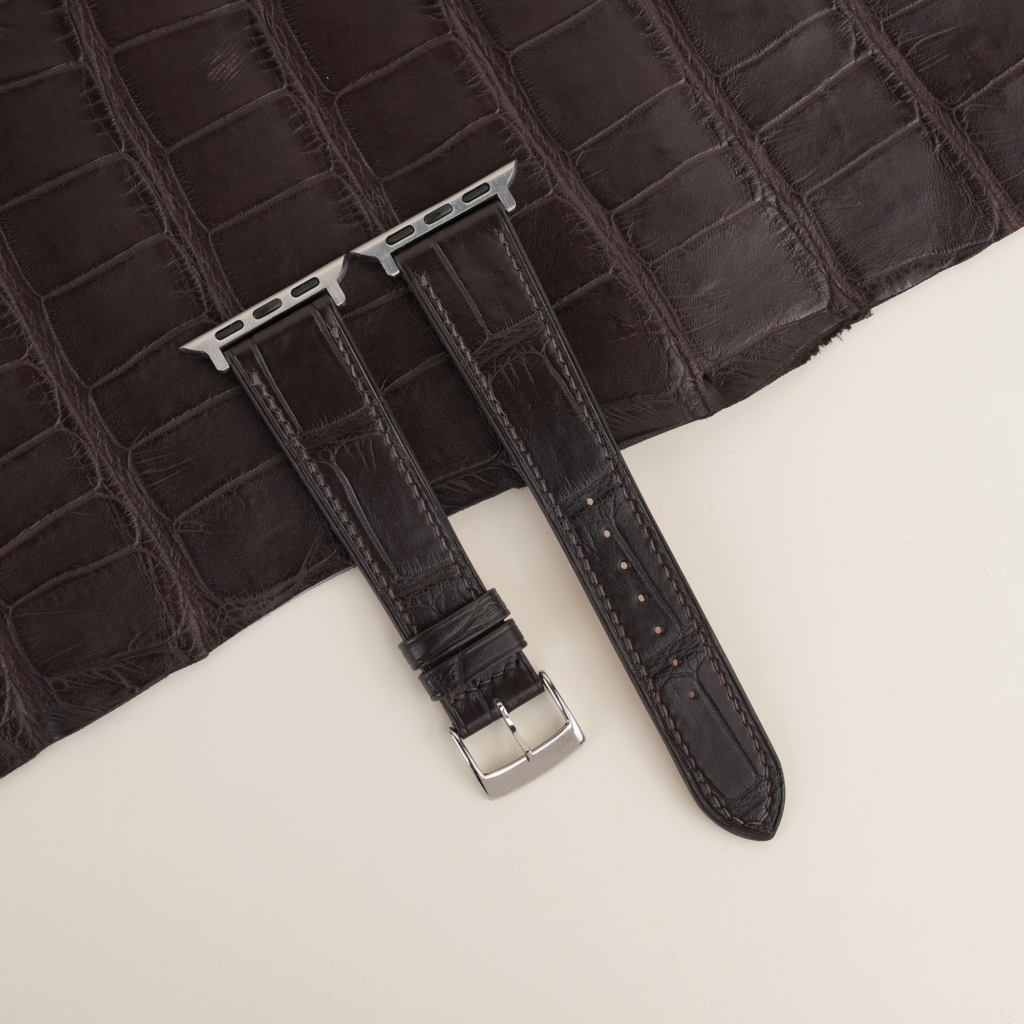 Dark Brown Alligator Leather Apple Watch Band | Handdn - Bespoke ...