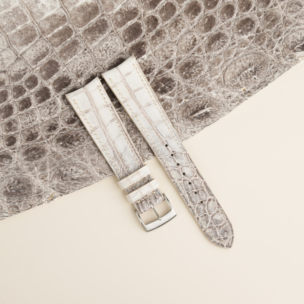Curved End Himalayan Alligator Leather Watch Strap | Handdn - Bespoke ...