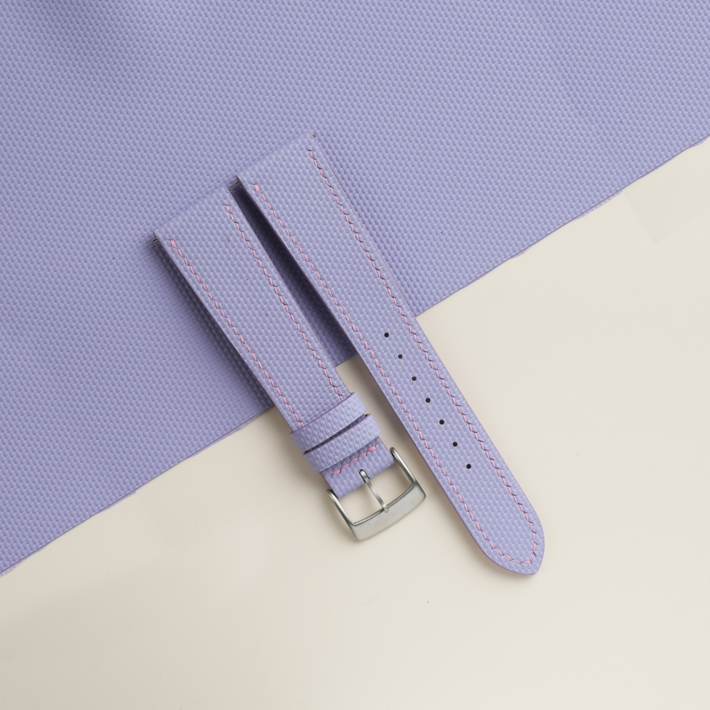 Light Purple Sailcloth Rubber Watch Strap | Handdn - Bespoke Watchstraps