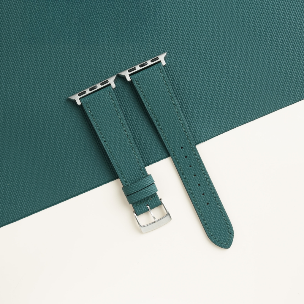 Aqua Green Sailcloth Rubber Apple Watch Band | Handdn - Bespoke Watchstraps
